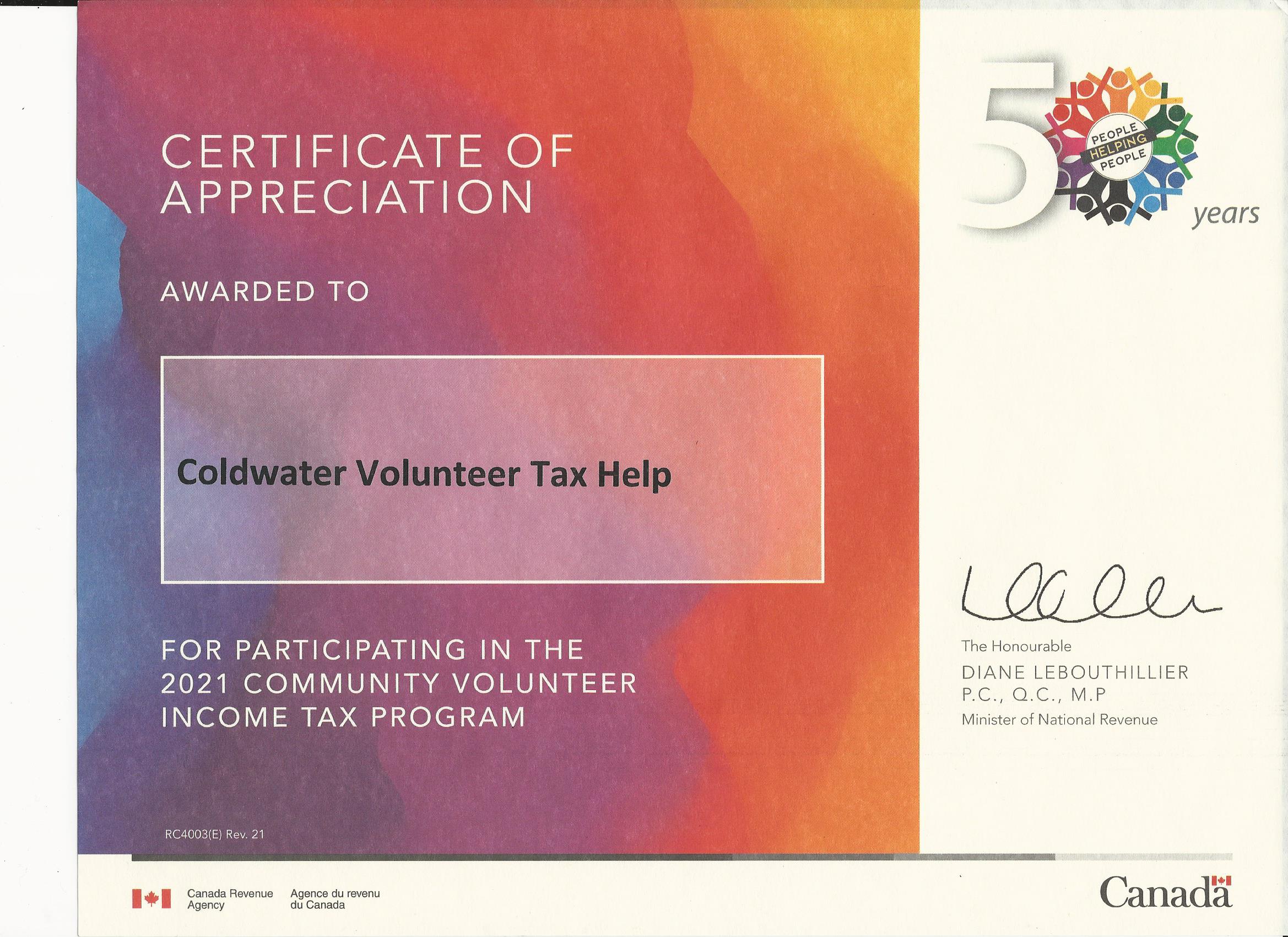 Cold Water Volunteer Tax Help – CVITP Volunteer tax help is just as ...